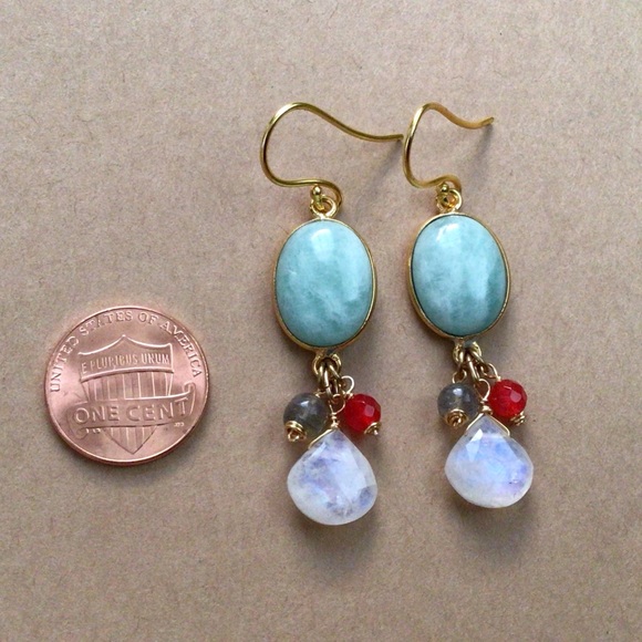 Handcrafted | Jewelry | New Sundance Charm 8k Gold Plated Moonstone Amazonite Ruby Labradorite ...